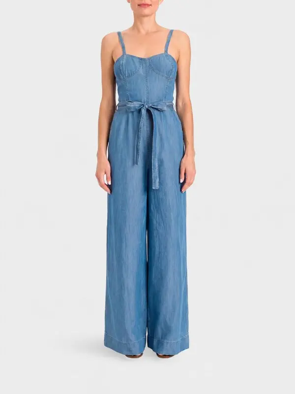 TWINSET Wide-leg Lyocell Jumpsuit With Square Neckline - Denim