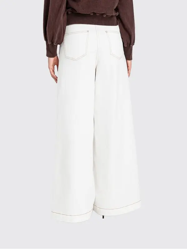 TWINSET High-waisted Wide-leg Jeans In Stretch Denim With Asymmetrical Closure