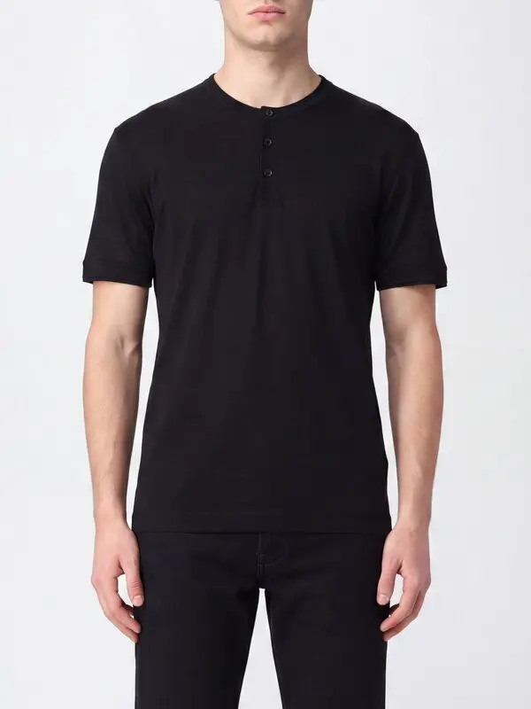 Dolce & Gabbana Crewneck Three-button T-shirt In Pure Silk
