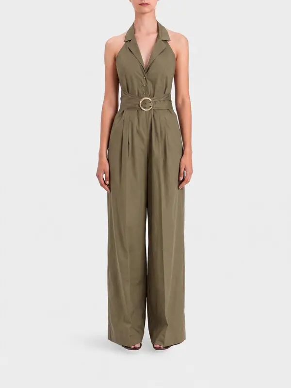 TWINSET Safari-style Wide-leg Cotton Jumpsuit With Belt