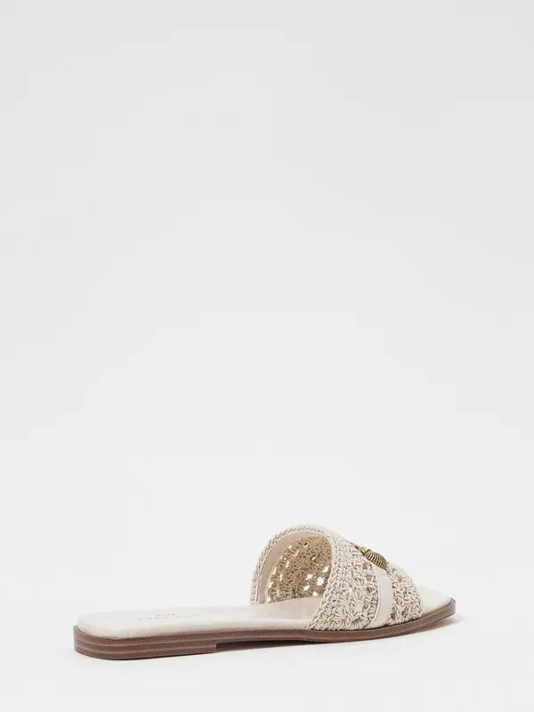 TWINSET Crochet Polyester Slide Sandals With Low Heel And Square Toe