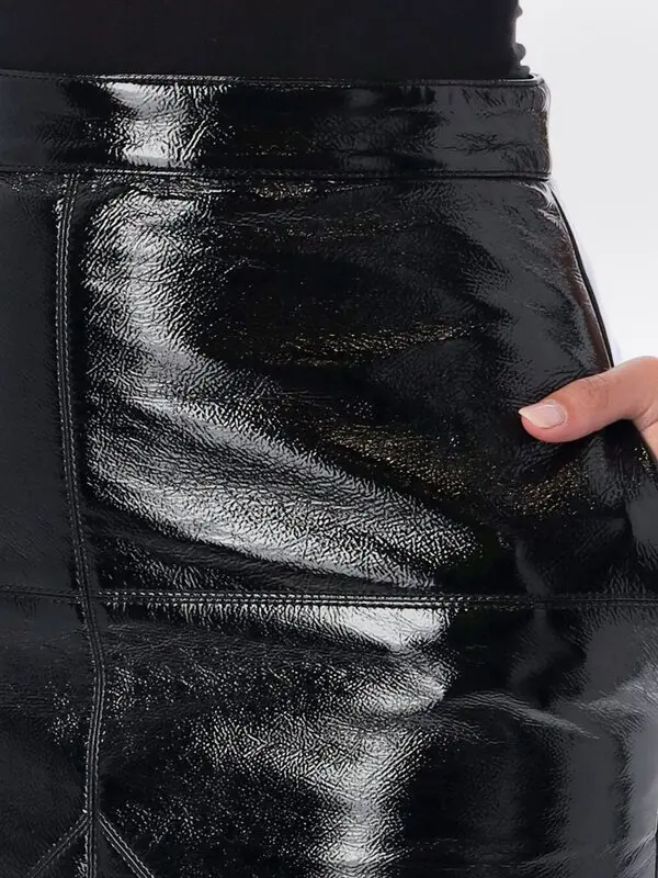 LANVIN High-waisted Coated Cotton Long Pencil Skirt With Back Slit