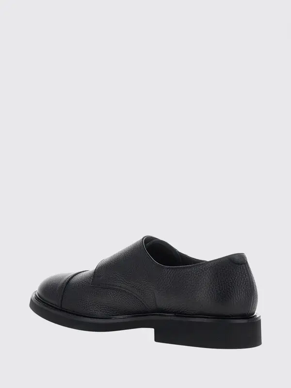 DOUCAL'S Double Buckle Monk Strap Shoes In Grained Calfskin