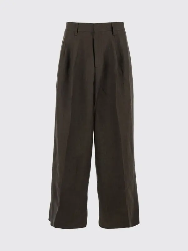 ERL Wide Leg Mid-rise Linen Trousers With Belt Loops