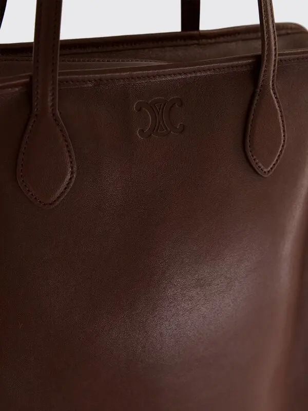 Celine The Vertical Smooth Lambskin Tote Bag With Double Handles And Logo