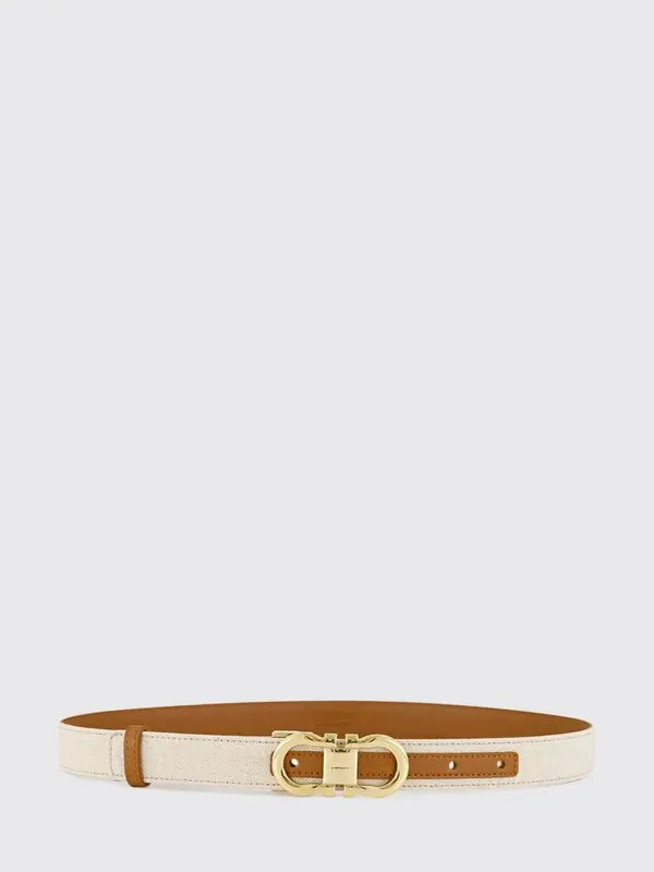 FERRAGAMO Gancini Adjustable Canvas Belt With Monogram Buckle - Brown
