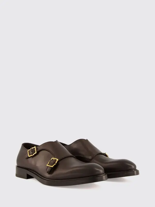 FERRAGAMO Smooth Calfskin Monk Strap Shoes With Double Buckle