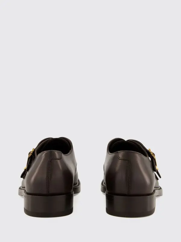 FERRAGAMO Smooth Calfskin Monk Strap Shoes With Double Buckle