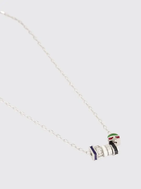 Celine Adjustable Enameled Brass Necklace With Charms And Set Rhinestones
