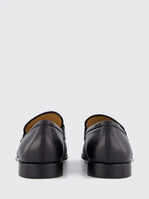 FERRAGAMO Hammered Leather Penny Loafers With Gancini Logo