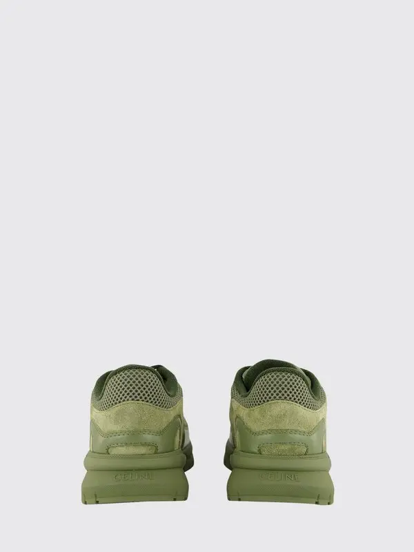 Celine Low Top Sneakers In Mesh And Suede With Monogram Pattern - Green