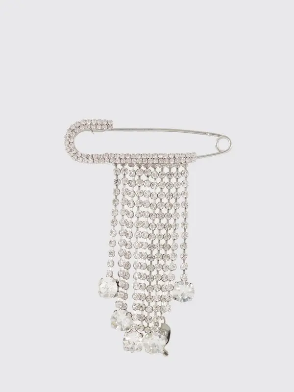Rabanne Aluminum Brooch With Rhinestones And Jewel Fringes - Silver