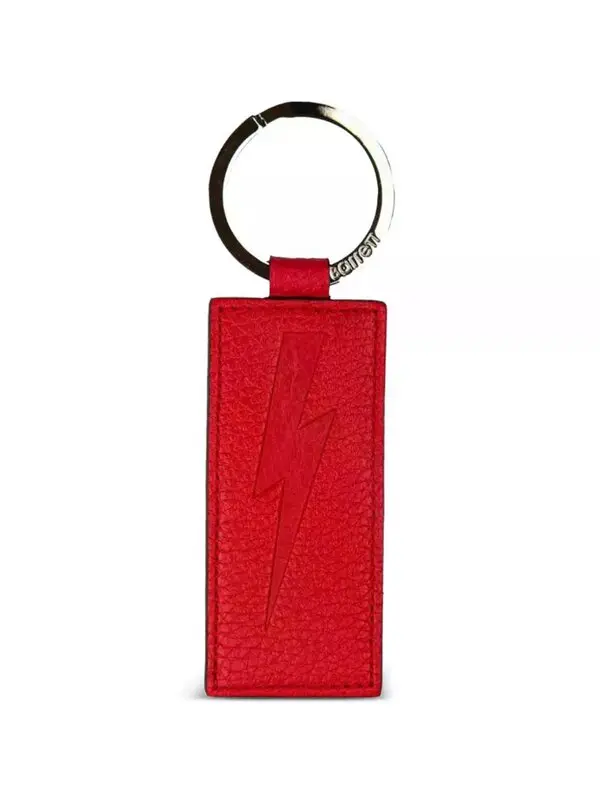 Neil Barrett Embossed Lightning Bolt Keychain - Red