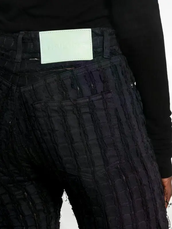 HAIKURE Star Bull Stripe Distressed Checked Jeans