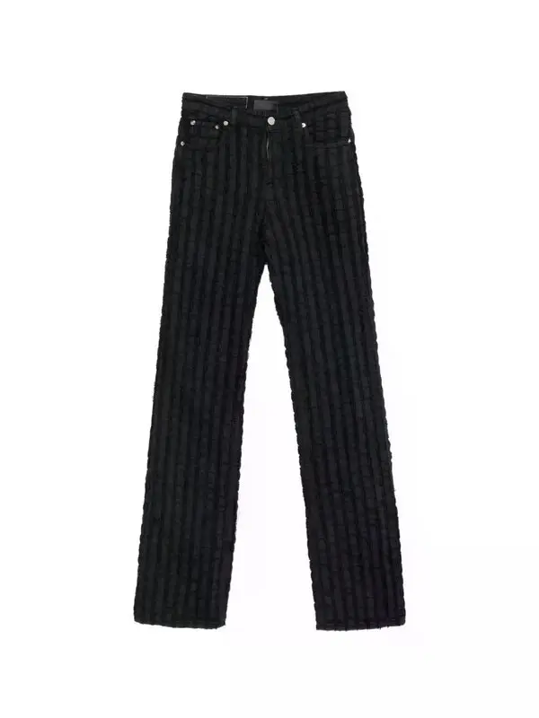 HAIKURE Star Bull Stripe Distressed Checked Jeans