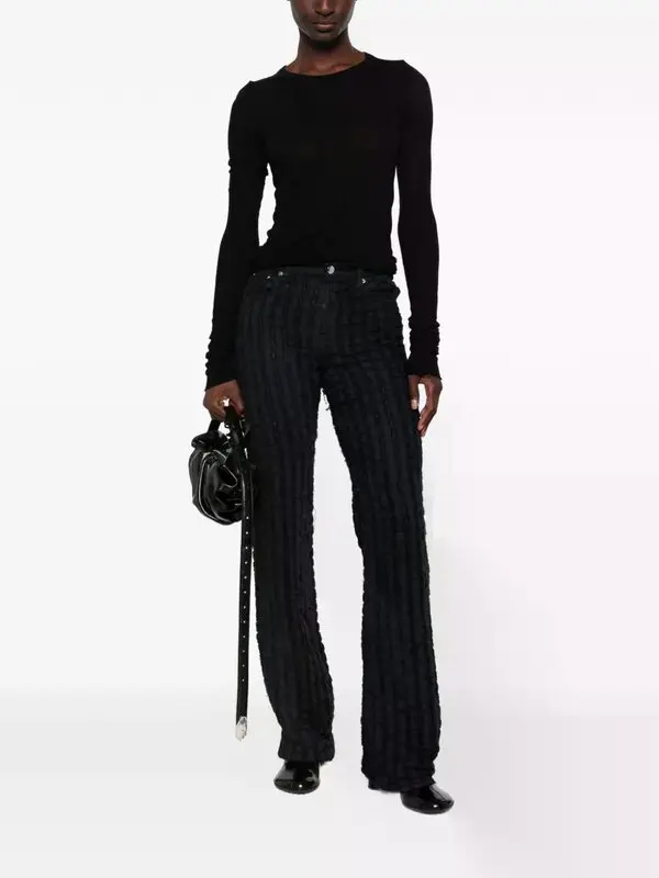 HAIKURE Star Bull Stripe Distressed Checked Jeans