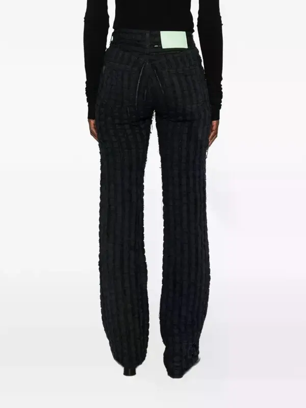 HAIKURE Star Bull Stripe Distressed Checked Jeans