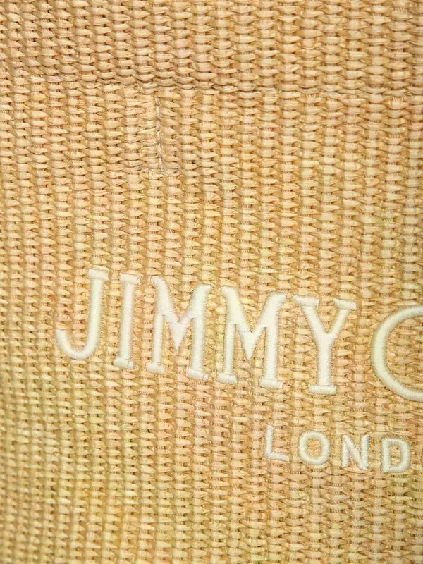 JIMMY CHOO Woven-raffia Logo-embroidered Tote Bag