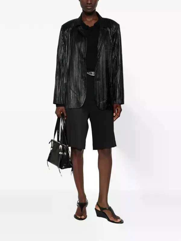 GONGDID DESIGN Plissé-effect Single-breasted Blazer