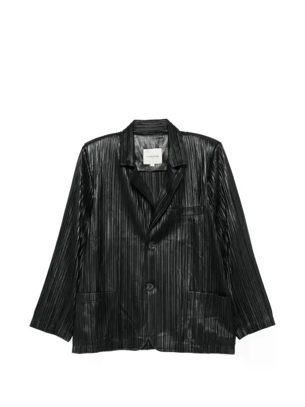 GONGDID DESIGN Plissé-effect Single-breasted Blazer - Black