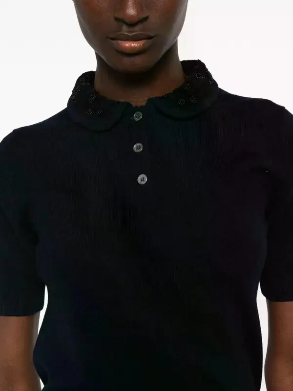 N°21 Bead-embellished Polo Shirt - Blue