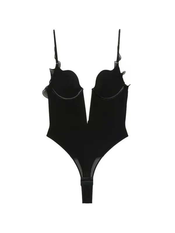 TOM FORD Ruffled Plunge-neck Bodysuit