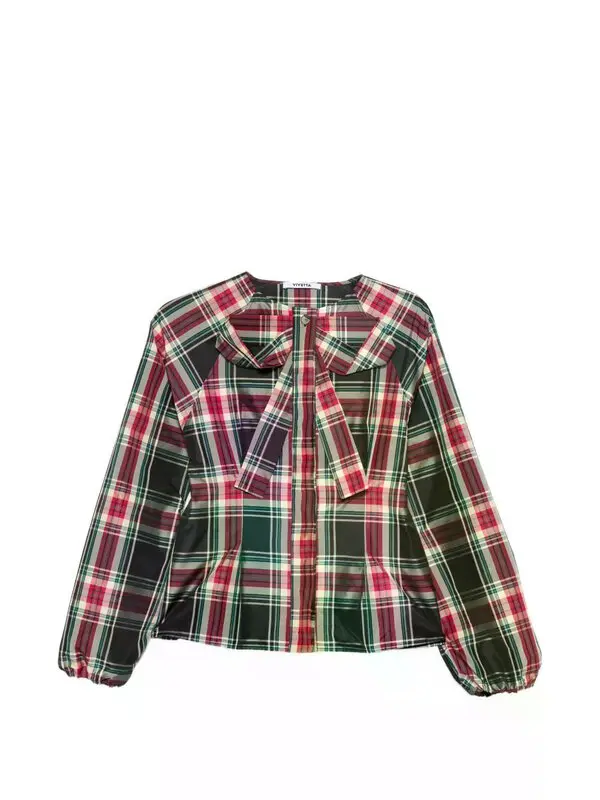 Vivetta Bow-detail Tartan-print Shirt