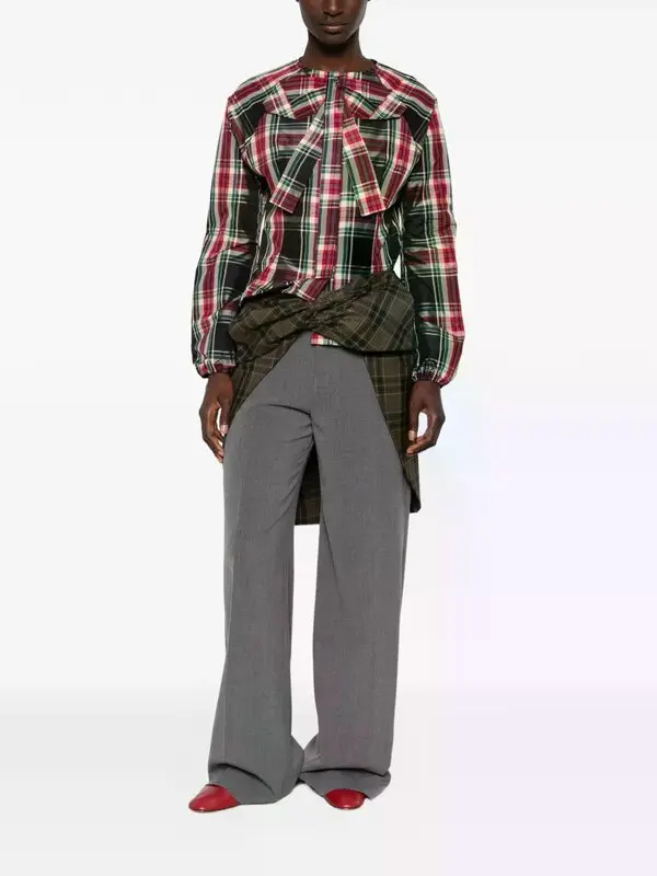 Vivetta Bow-detail Tartan-print Shirt
