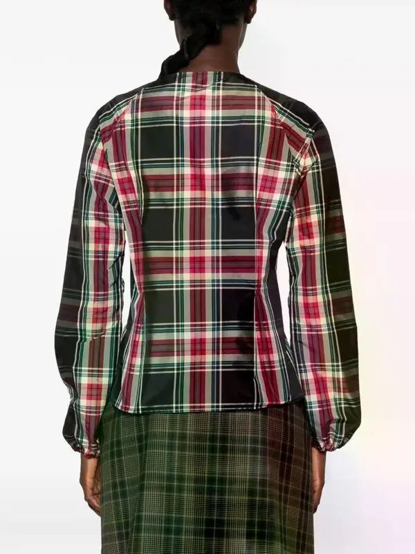 Vivetta Bow-detail Tartan-print Shirt