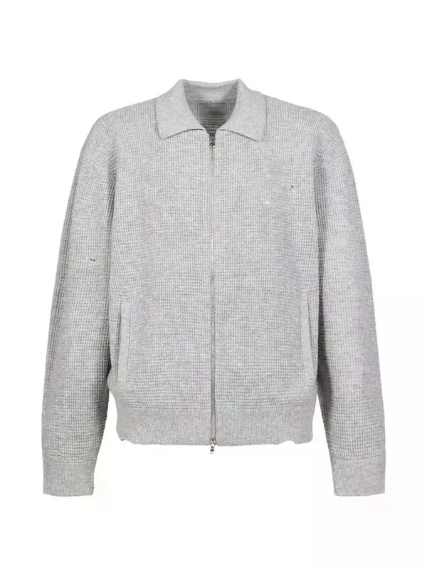 CEDARWOOD Distressed Waffle-knit Cardigan