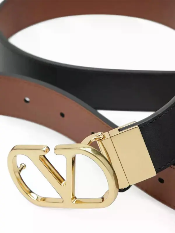 Valentino Garavani Vlogo Signature Reversible Shiny Calfskin Belt 30mm / 1.2 - Black