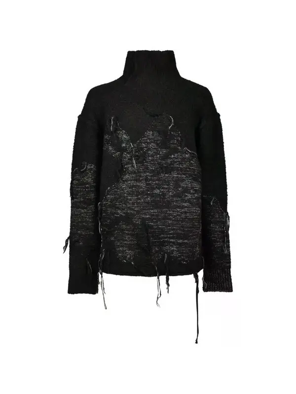 D HYGEN Intarsia-knit Distressed Sweater