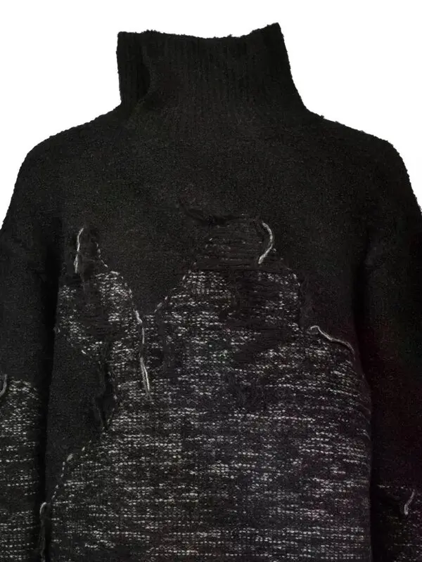 D HYGEN Intarsia-knit Distressed Sweater