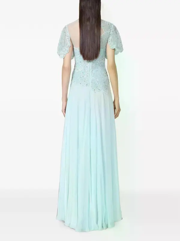 Costarellos Elara Crystal-embellished Silk-georgette Gown
