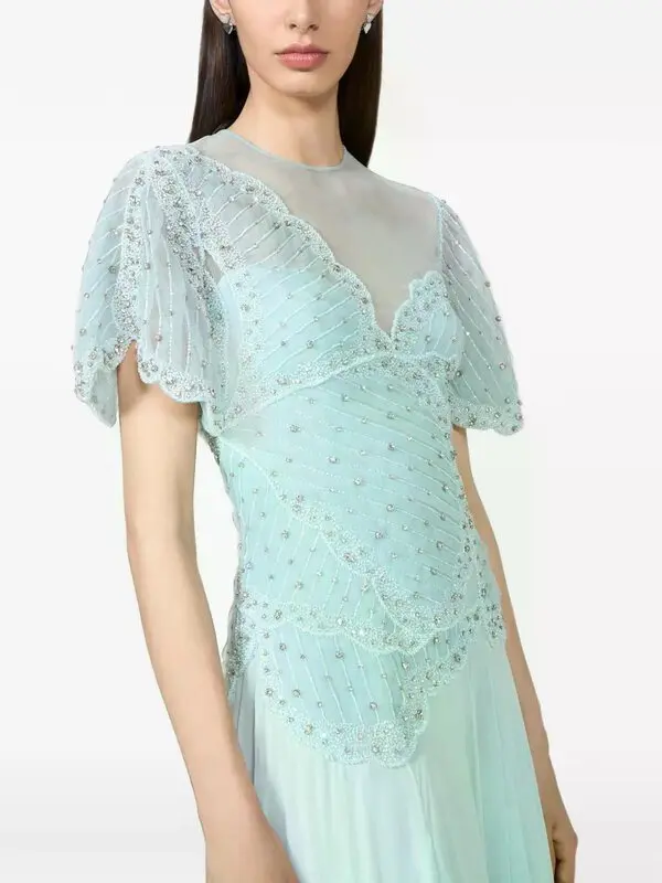 Costarellos Elara Crystal-embellished Silk-georgette Gown