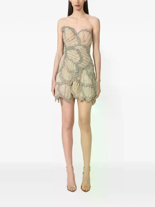 Costarellos Sylvie Crystal-embellished Silk Mini Dress