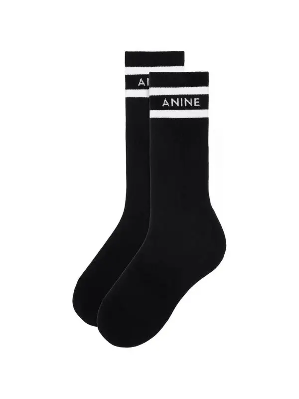 ANINE BING Sully Sporty Socks And White Stripe - Black