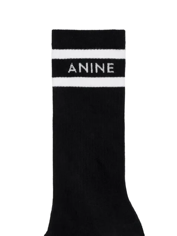 ANINE BING Sully Sporty Socks And White Stripe - Black