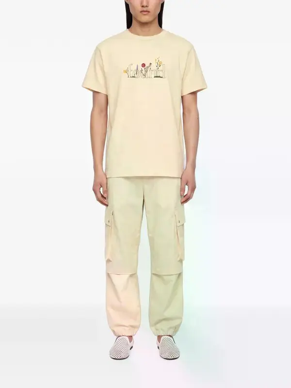 FOUND Floral-embroidered Logo-print T-shirt