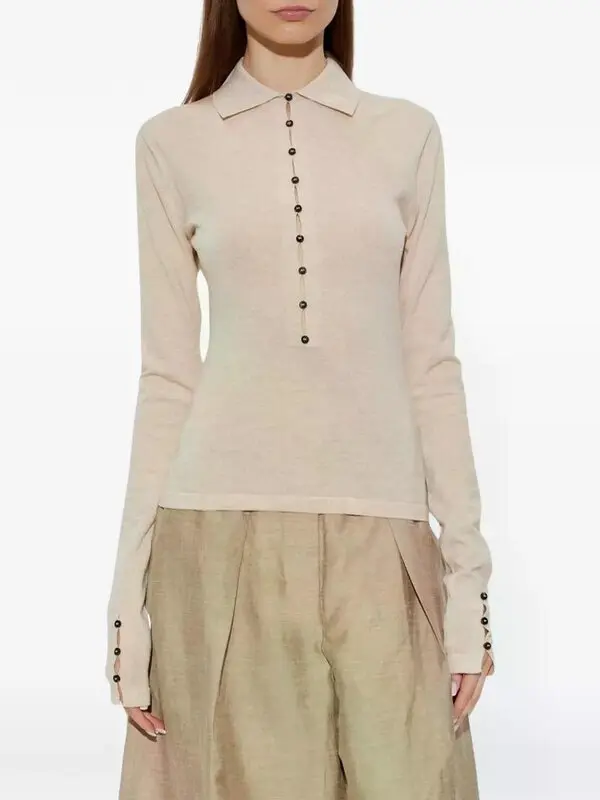 Jacquemus The Merino Long-sleeve Polo Shirt - Neutrals
