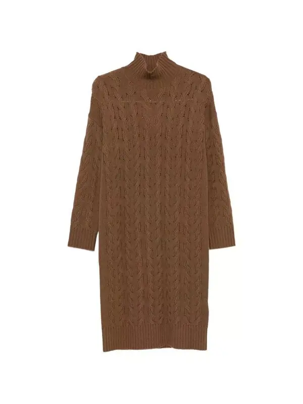 Max Mara Cable-knit Roll-neck Midi Dress - Brown
