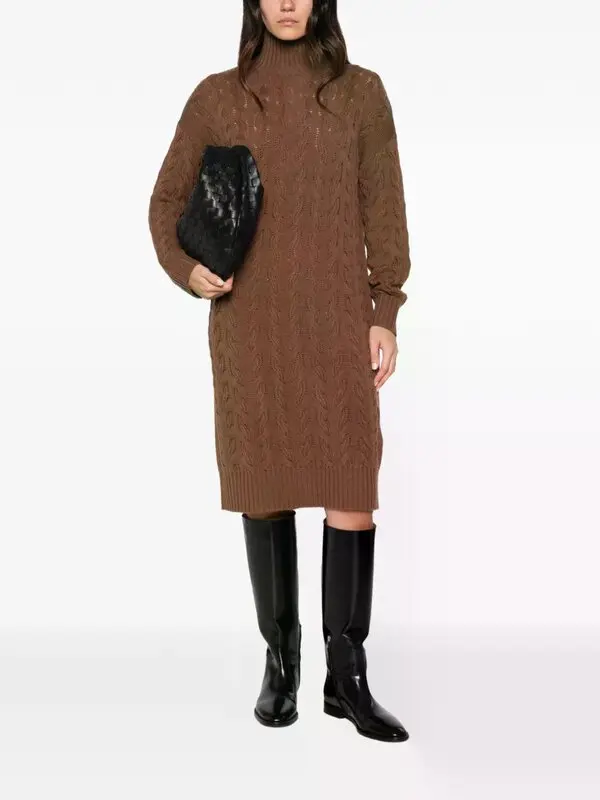 Max Mara Cable-knit Roll-neck Midi Dress