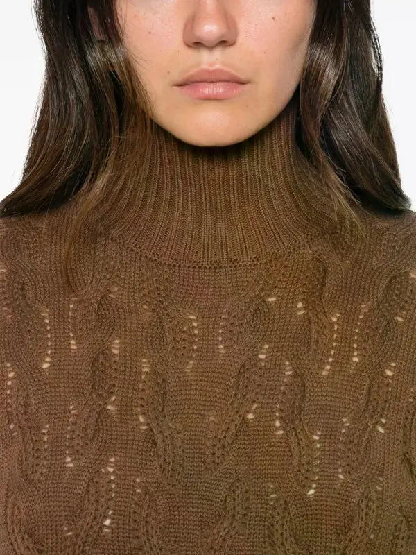 Max Mara Cable-knit Roll-neck Midi Dress