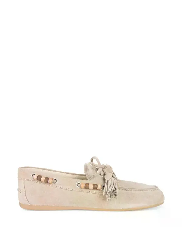 Miu Miu Tassel-embellished Wooden-bead Loafers - Neutrals