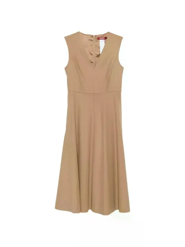 Max Mara V-neck Sleeveless Midi Dress - Brown