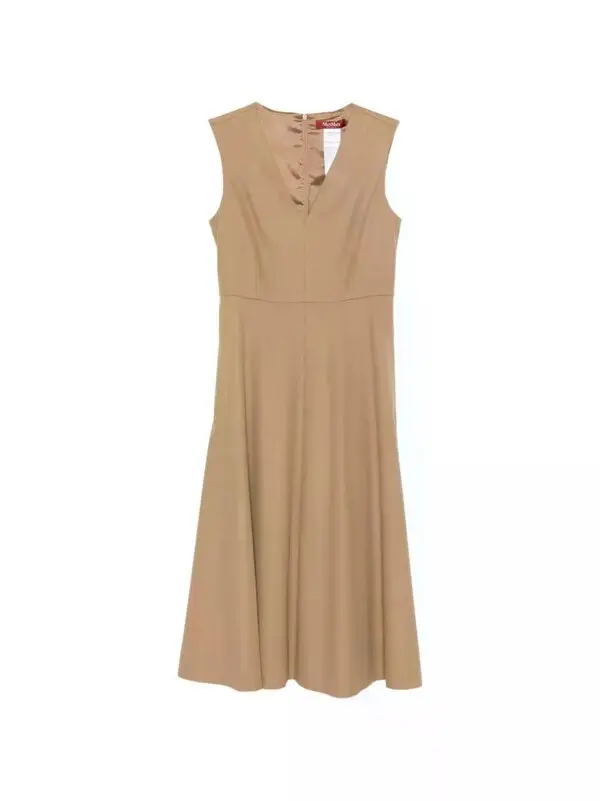 Max Mara V-neck Sleeveless Midi Dress - Brown