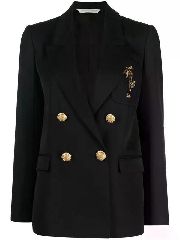 Palm Angels Palm-embroidered Blazer - Black