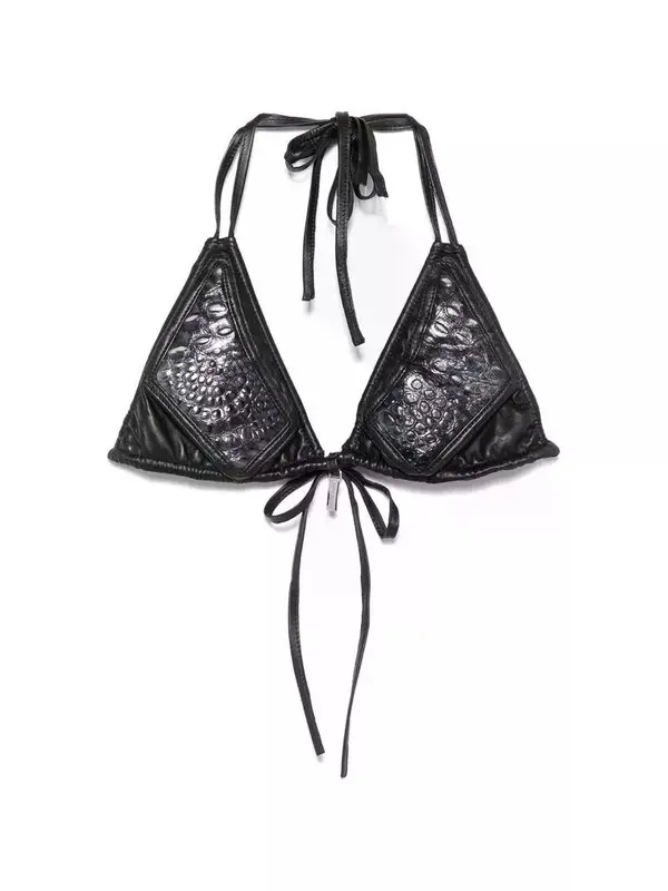 MITILIANE COUTURE Alligator-effect Halterneck Bikini - Black