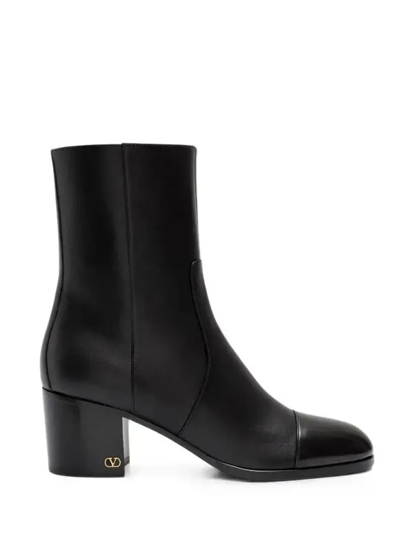 Valentino Garavani Vlogo Signature Cap-toe Ankle Boots - Black