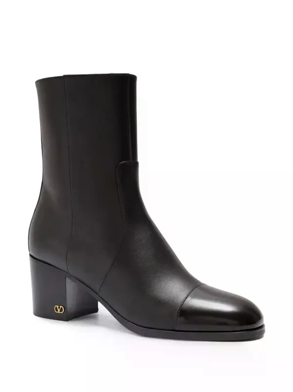 Valentino Garavani Vlogo Signature Cap-toe Ankle Boots - Black